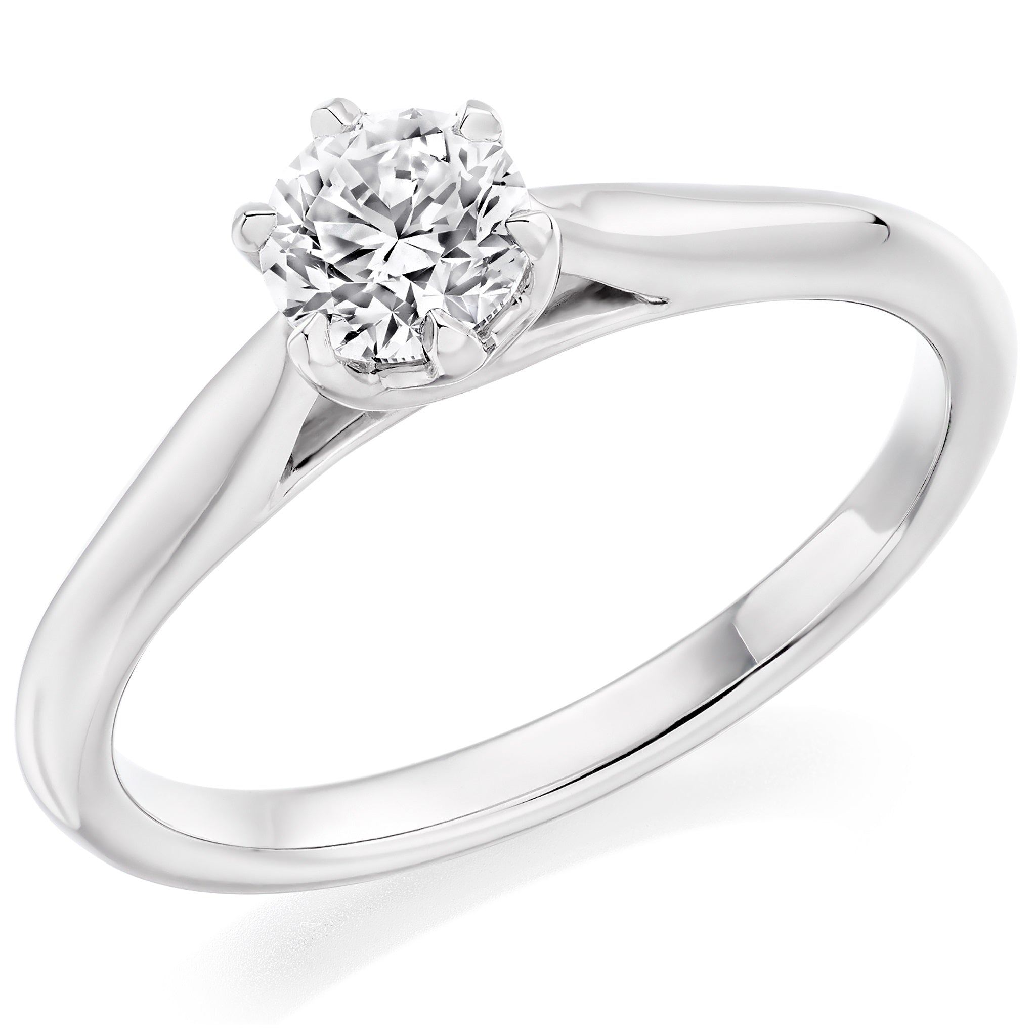 Round 6 Claw Engagement Ring in Platinum & Diamond - 0.78ct D SI1